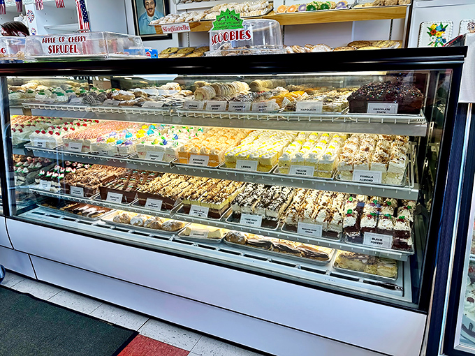 Pastry case or art gallery? The meticulous arrangement of these treats turns dessert shopping into a cultural experience. Each row tells a different sweet story.