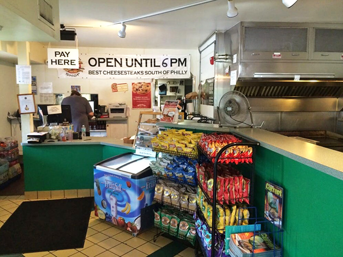The sign proudly proclaims "Best Cheesesteaks South of Philly"&mdash;a bold claim they back up with every single order.