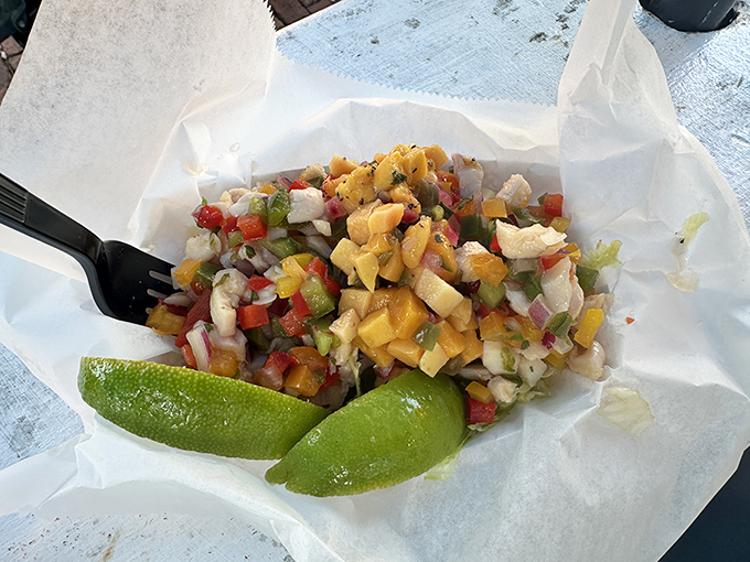 This ceviche looks fresh enough to cure whatever ails you, with colors as vibrant as a Key West sunset.