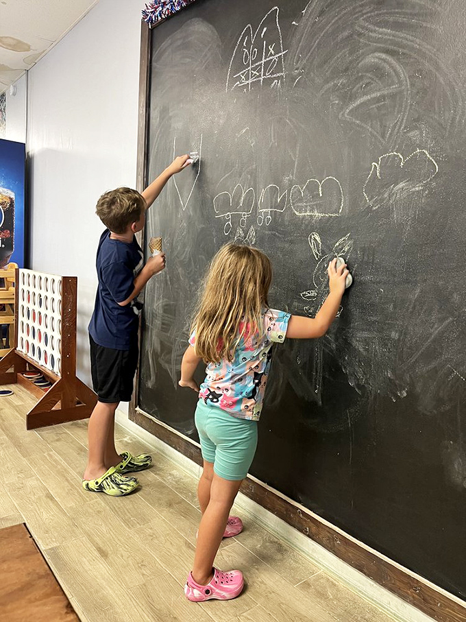 The chalkboard wall &ndash; where kids can create while parents indulge. Multitasking has never been sweeter.
