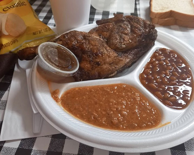 Chicken that's clearly been on speaking terms with smoke and spice long enough to develop a beautiful relationship with both.