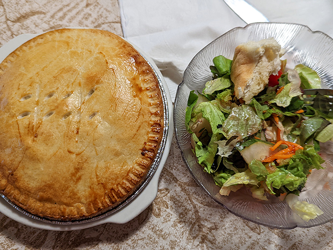 A chicken pot pie with a golden crust that whispers, "This is why people used to churn their own butter and grow their own wheat."
