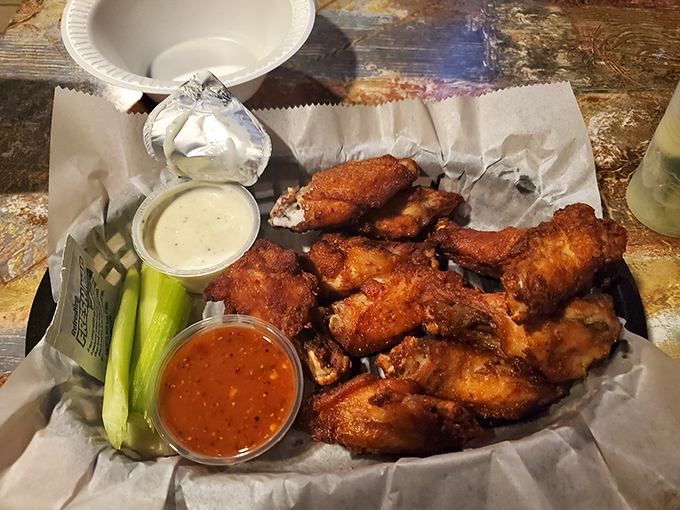 Wings that make you question why you ever wasted time with those chain restaurants. The celery is just for show.