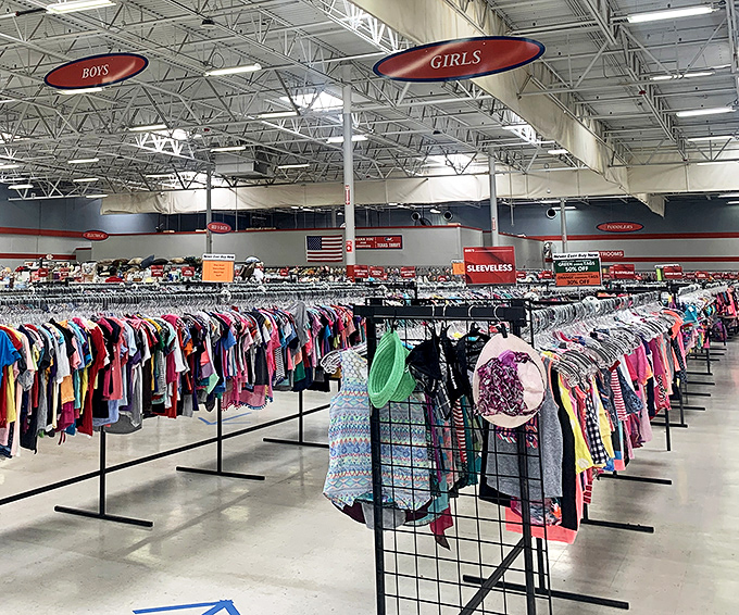 The children's clothing section, where parents and grandparents alike discover the joy of outfitting little ones without breaking the bank.