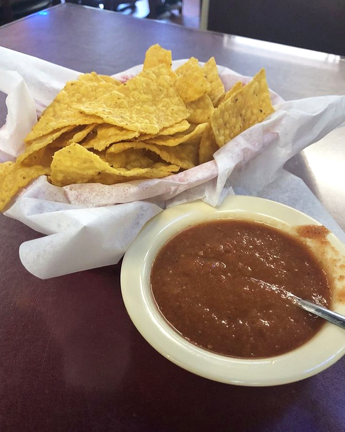 Chips and salsa &ndash; the opening act that sometimes steals the show. These homemade tortilla triangles are merely vehicles for that smoky, spicy condiment perfection.