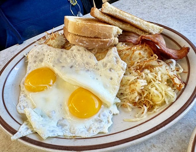 The classic two-eggs-and-sides combo &ndash; proof that sometimes the originals never go out of style.