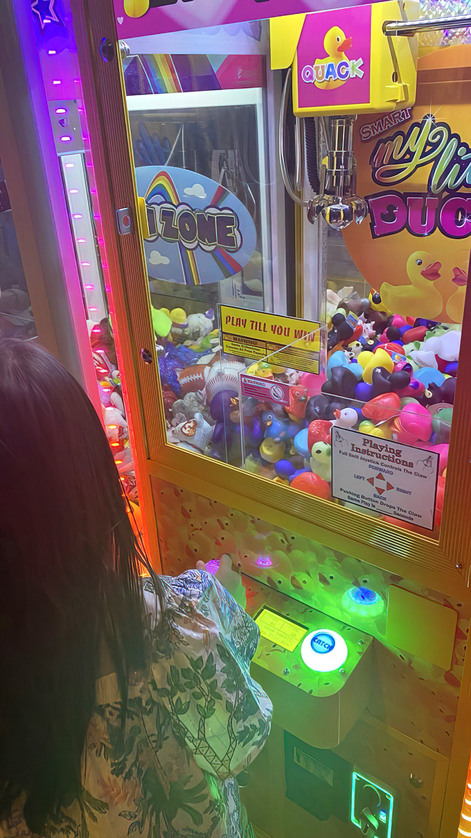 A claw machine adds whimsical charm, because even serious steakhouses need a little fun.
