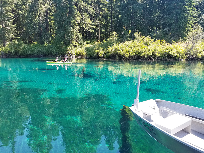 Water so impossibly turquoise at Clear Lake, you'll suspect someone's been tampering with reality's color settings. That boat isn't transportation&mdash;it's an invitation.