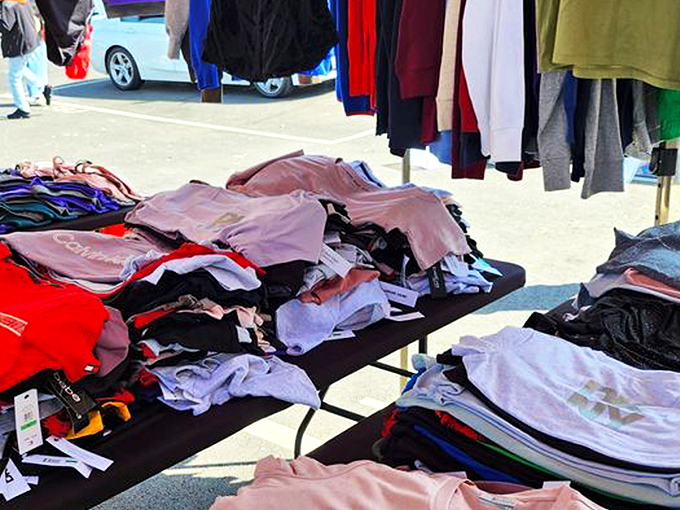 Fast fashion slows down here, where patient browsers can unearth style treasures amid mountains of carefully folded potential.