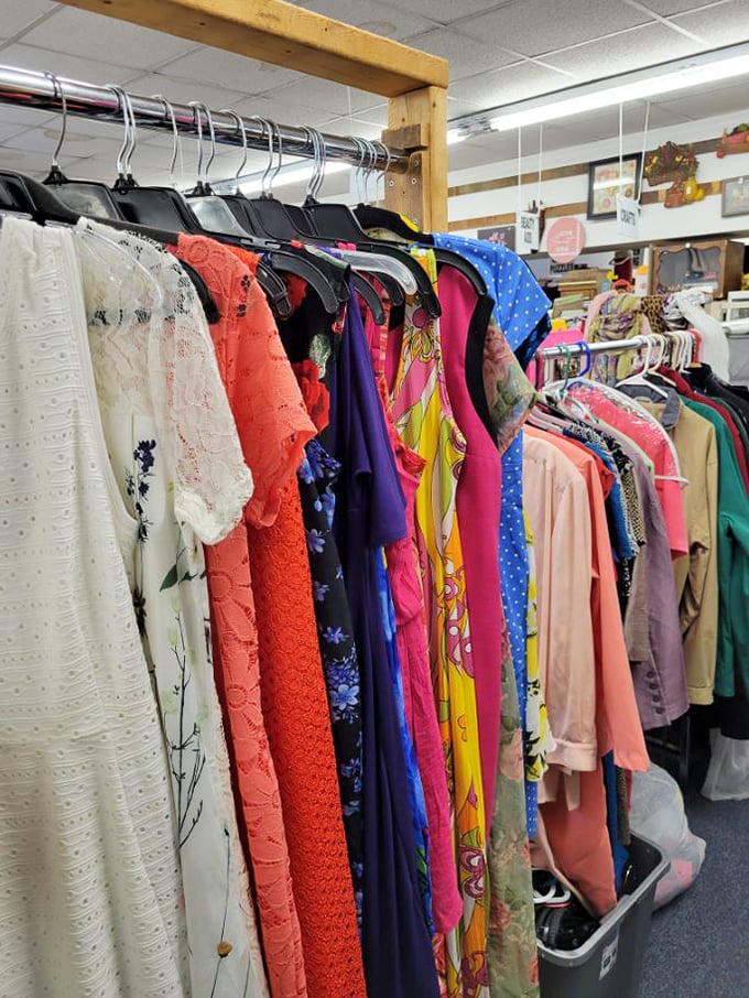 Dresses with personality hanging out, waiting for their next adventure. From vintage vibes to modern classics, the gang's all here.