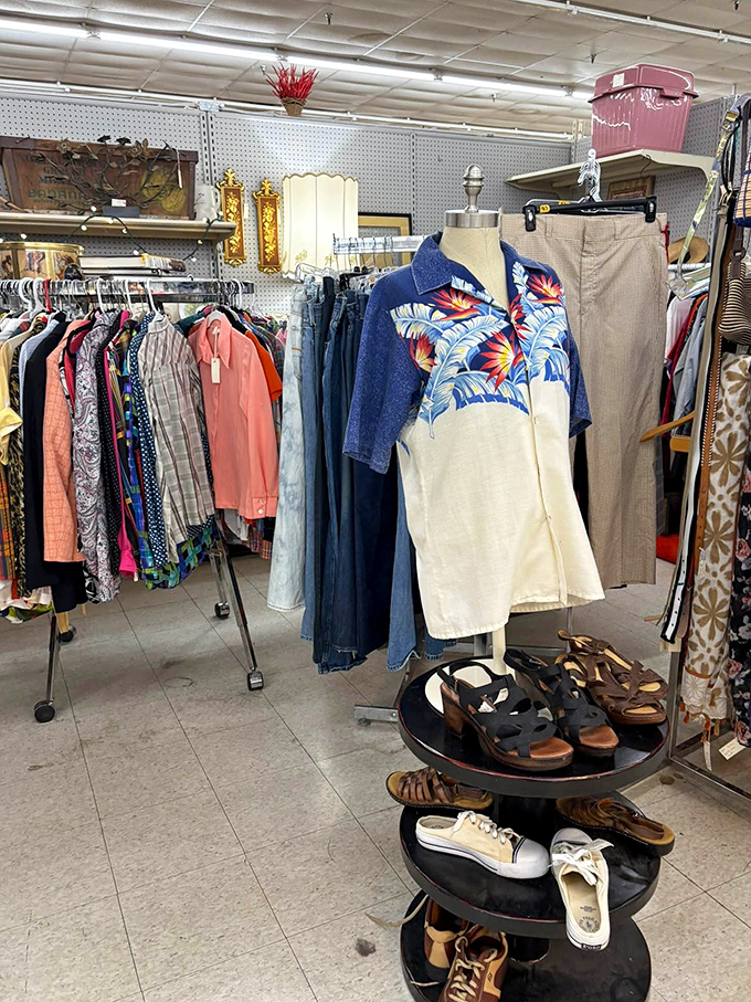 That Hawaiian shirt isn't just clothing; it's a time machine to someone's 1970s vacation, complete with umbrella drinks.