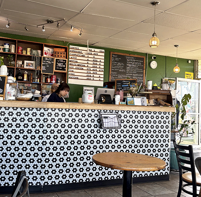 The black and white tiled counter feels both retro and timeless &ndash; like the diner of your childhood memories, but with coffee that's actually good.