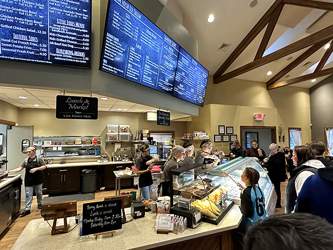 Customers contemplating flavors with the seriousness usually reserved for stock investments—a reminder that ice cream choices matter.