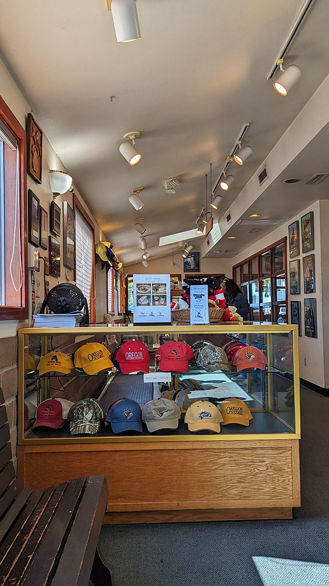 A hallway of temptation lined with display cases. The aroma alone is worth the trip down Oregon's coastal highway.