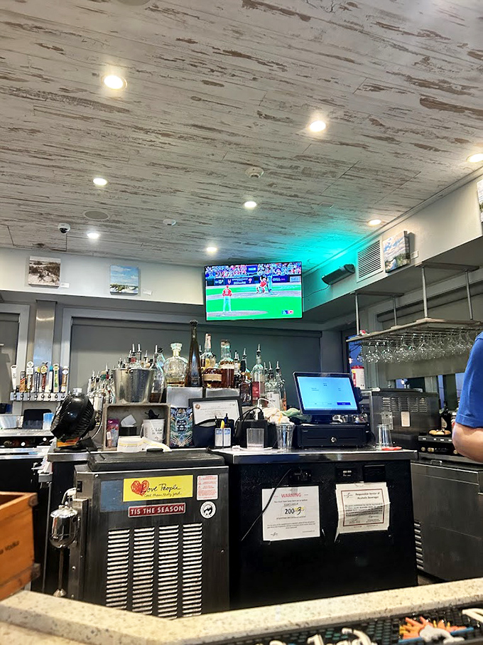 Where the magic happens&mdash;a bar setup ready to quench the thirst that only a day of Florida sunshine can create. Baseball on TV is just a bonus.