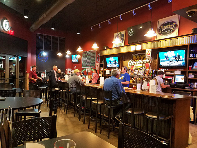 The counter seating offers front-row tickets to the culinary show. Every stool filled with someone making excellent life choices.