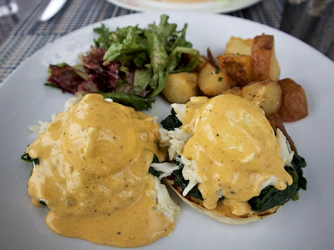 These eggs Benedict have dressed for the occasion, donning golden hollandaise jackets that would make any breakfast enthusiast weak at the knees.