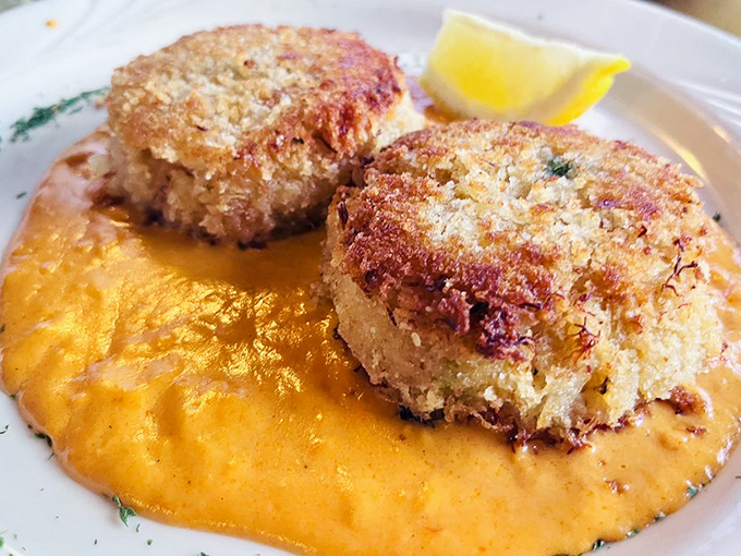 These golden crab cakes perched on a sunset-colored sauce might just be the most photogenic food in Morro Bay.
