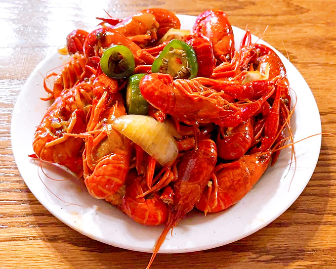 Crawfish with jalape&ntilde;os&mdash;a spicy red pile of Southern charm that demands both napkins and a certain fearlessness of spirit.
