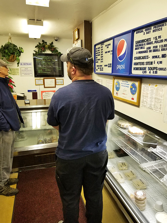 The time-honored tradition of pierogi pilgrimage. Locals know to come early before the day's batch sells out.
