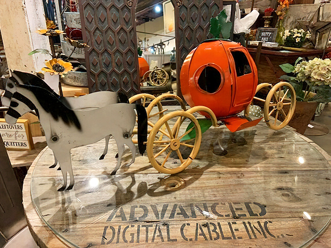 Cinderella's pumpkin carriage gets a Hoosier makeover—perfect for those who want their fairy tales with a side of Midwestern charm.