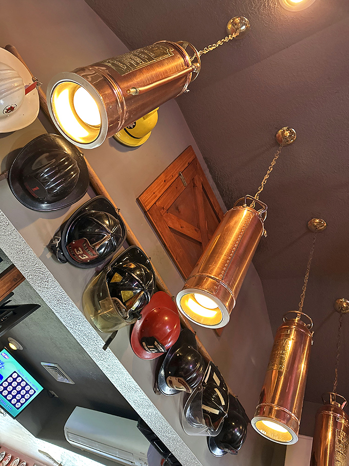 Firefighter helmets and memorabilia aren't just decoration&mdash;they're a tribute to the brave and a reminder that good food, like safety, should never be compromised.