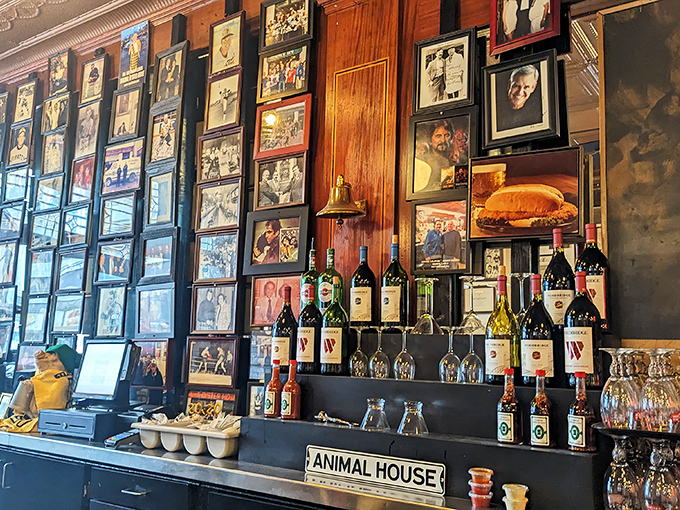 The wall of fame showcases visitors who've made the pilgrimage to this seafood sanctuary—celebrities and locals alike united by good taste.