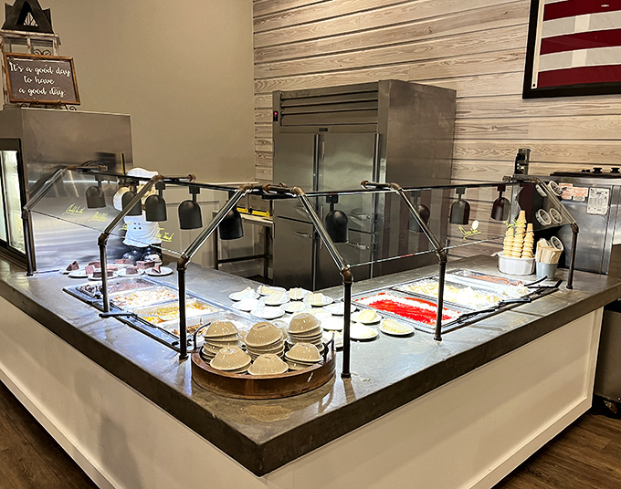 The dessert station stands ready for your final act of delicious defiance against any remaining notions of dietary restraint.