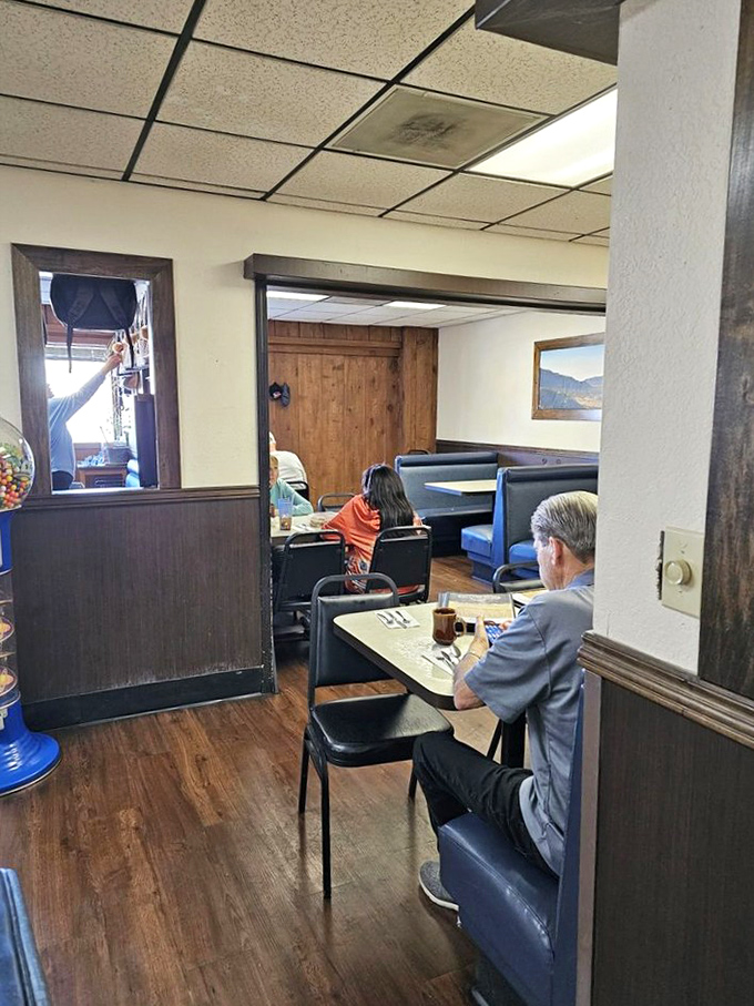 The dining area captures that perfect small-town restaurant vibe where conversations flow as freely as the coffee refills.