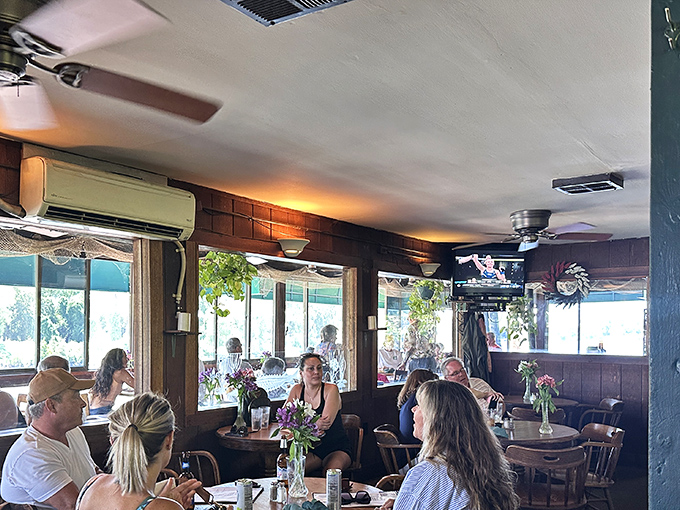 The dining room buzzes with the energy of people who've discovered that happiness is a table by the water, good company, and food that doesn't need to show off.