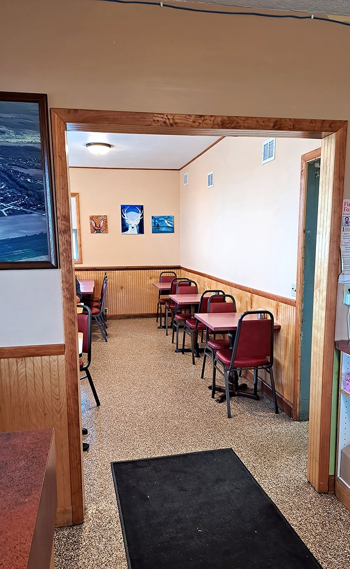 The entrance to happiness, disguised as a simple diner door in small-town Ohio.