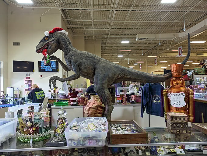 A festive dinosaur wearing a Santa hat proves that extinction doesn't mean you can't celebrate the holidays. Jurassic Christmas comes to Lakeland!