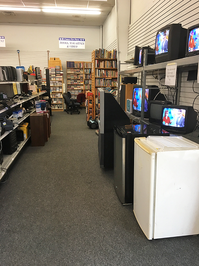 The electronics section&mdash;where yesterday's cutting-edge technology finds new purpose. Those TVs witnessed the finales of both MAS*H and Seinfeld!
