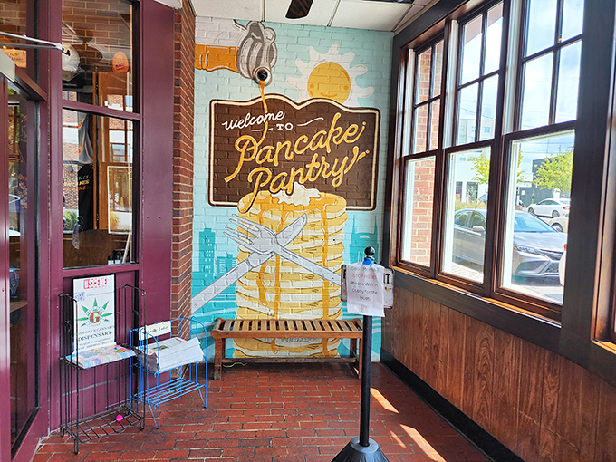 The welcome mural doesn't just greet you&mdash;it initiates you into a breakfast cult where pancake stacks are worshipped and syrup flows like holy water.