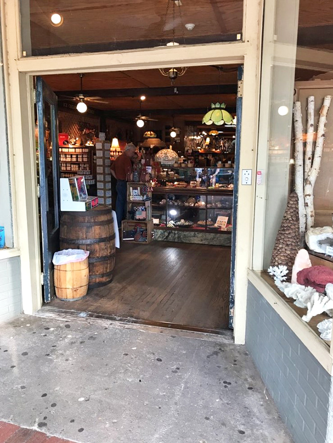 The welcoming entrance that promises adventure and the exit that guarantees you'll leave with full bags.