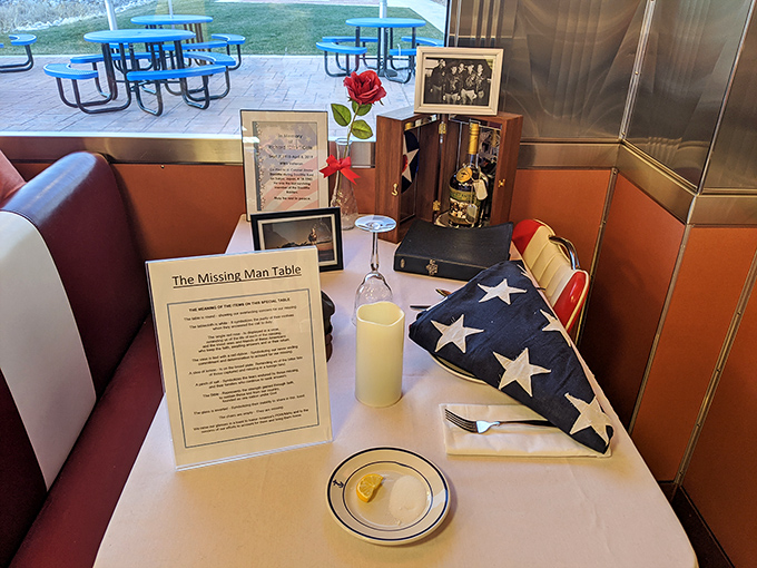 The Missing Man Table&mdash;a poignant reminder of those who served. Even in a place of joy, there's room for remembrance and respect.