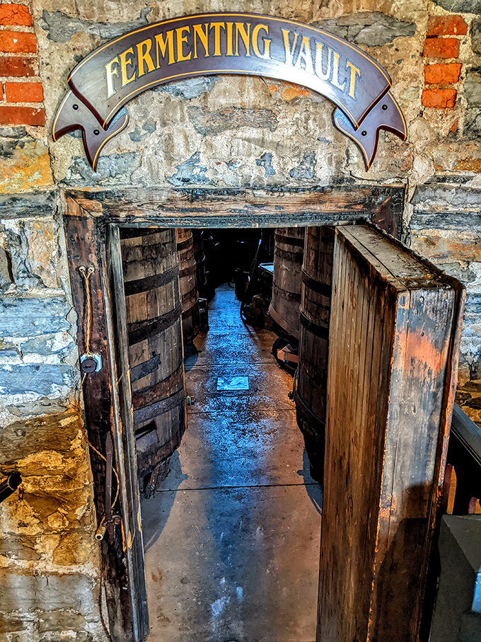 The Fermenting Vault entrance beckons brave diners into genuine underground dining chambers below.