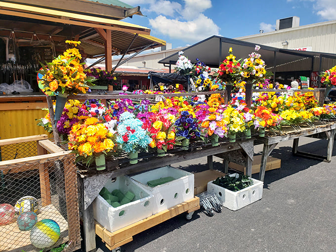 A riot of color that brings eternal spring to the market. These artificial blooms offer forever flowers without the need for green thumbs.