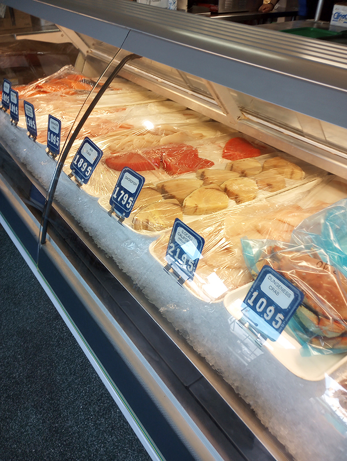 The seafood case&mdash;where tomorrow's special stares back at you with glassy eyes, a reminder that "fresh" here isn't just marketing speak.
