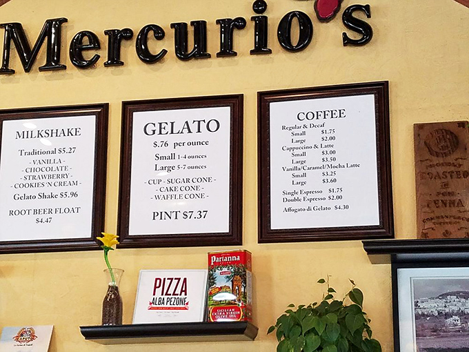 The menu board that launches a thousand difficult decisions &ndash; gelato, milkshakes, or coffee? The correct answer is "all three."