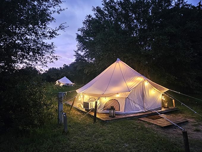 Glamping goes glam with these illuminated canvas palaces. All the Instagram appeal of camping with actual sleep included.