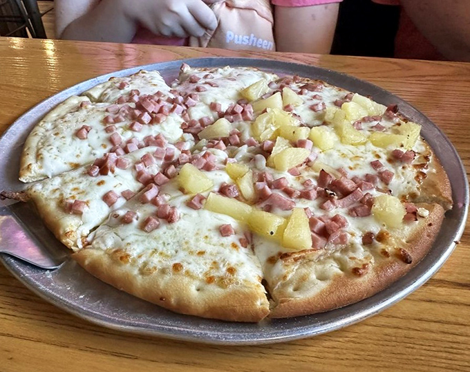 Hawaiian pizza that would make a purist weep, but in the good way&mdash;pineapple belongs here, fight me.