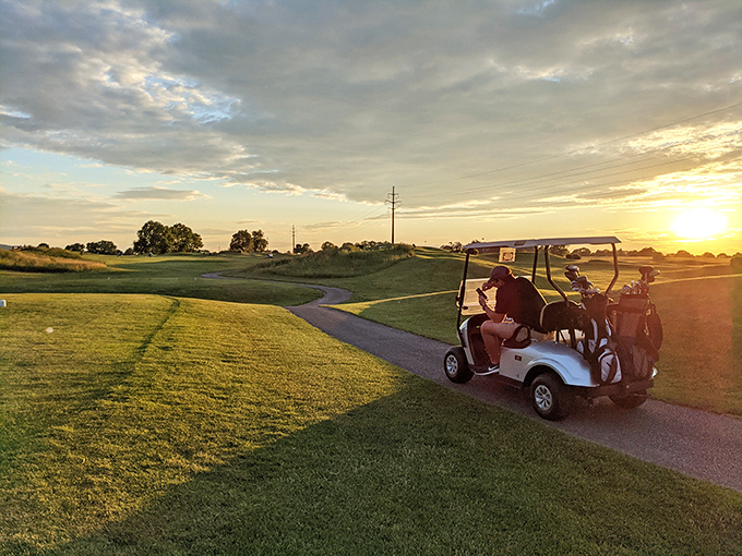 Golden hour at Highlands of Donegal golf course casts a magical glow that makes even a mediocre drive look like a moment of sporting brilliance.