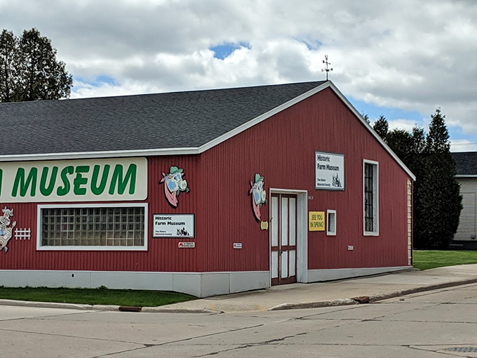 The Farm Museum's barn-red exterior houses agricultural treasures that tell the story of Wisconsin's farming heritage with charming simplicity.