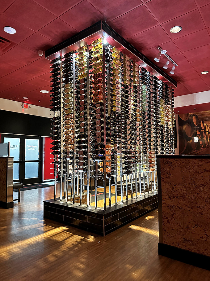A wine tower that makes oenophiles weak in the knees. This isn't storage &ndash; it's a temple to fermented grapes in the heart of Venice.