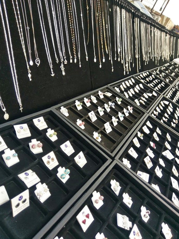 Jewelry displayed with museum-worthy precision, proving that treasure hunting doesn't require a metal detector or a pirate map&mdash;just a good eye.