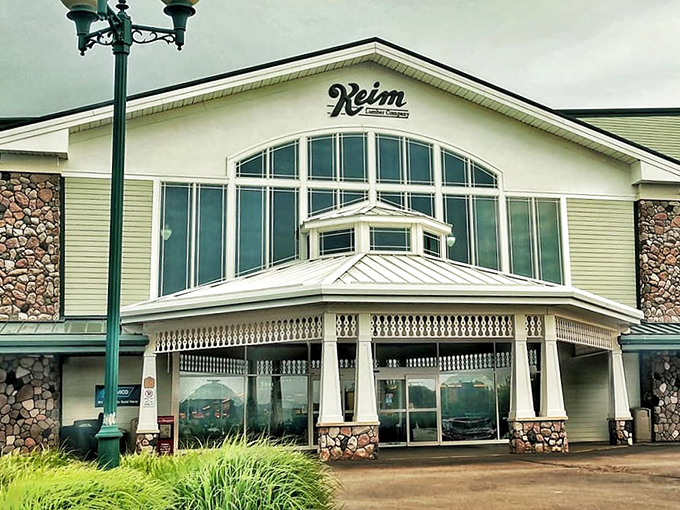Keim Lumber's impressive facade hints at the woodworking wonderland within. Carpenter heaven where craftsmanship still trumps mass production.