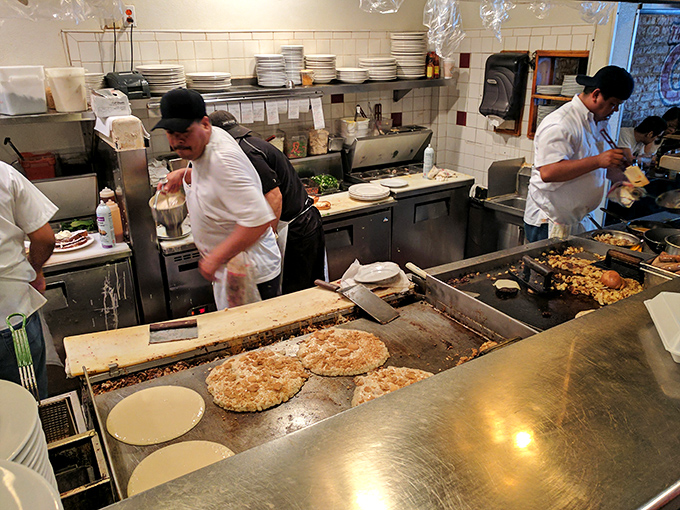 The griddle itself &ndash; hallowed ground where ordinary batter undergoes its miraculous transformation into breakfast royalty.
