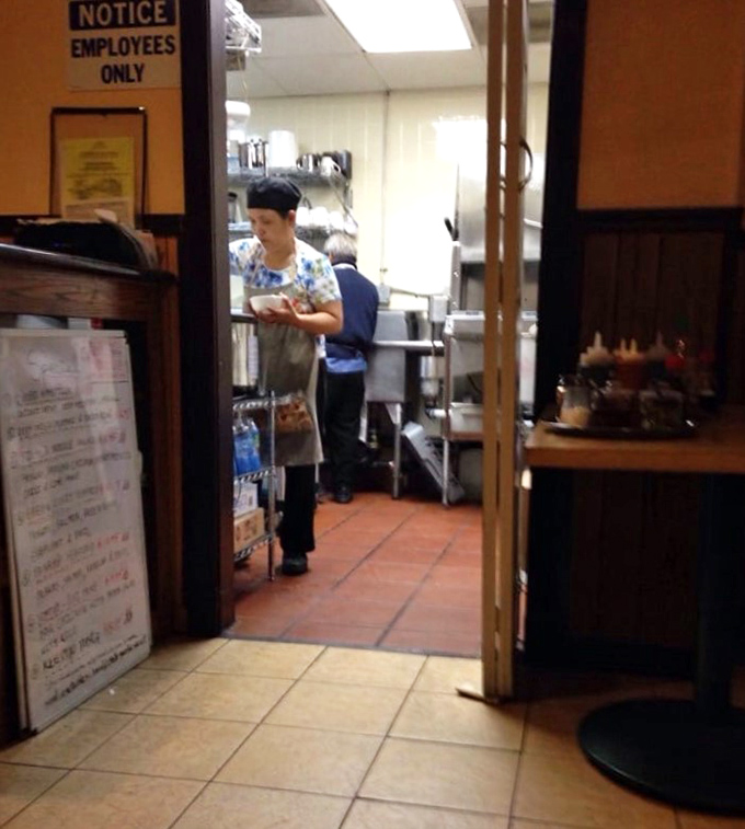 A rare glimpse behind the scenes shows where the culinary alchemy happens &ndash; the heart of Sue's Kitchen beats in this modest workspace.