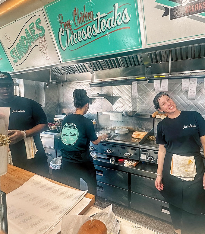 The kitchen &ndash; where magic happens at the intersection of sizzling grills, practiced hands, and Philadelphia tradition.